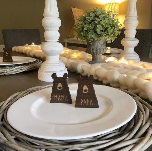 Personalised Bear Place Name/Table Decoration | Bear and Rose